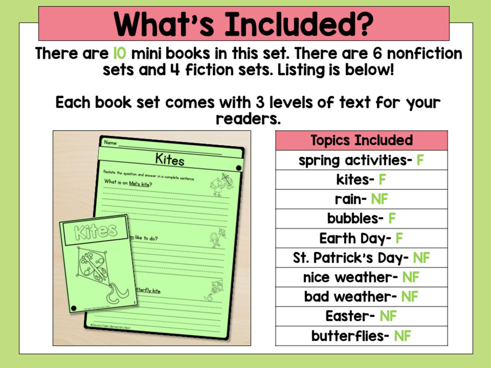 Spring Reading Activities - Spring Mini Book Readers Fiction ...