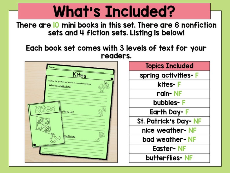 Spring Reading Activities - Spring Mini Book Readers Fiction ...