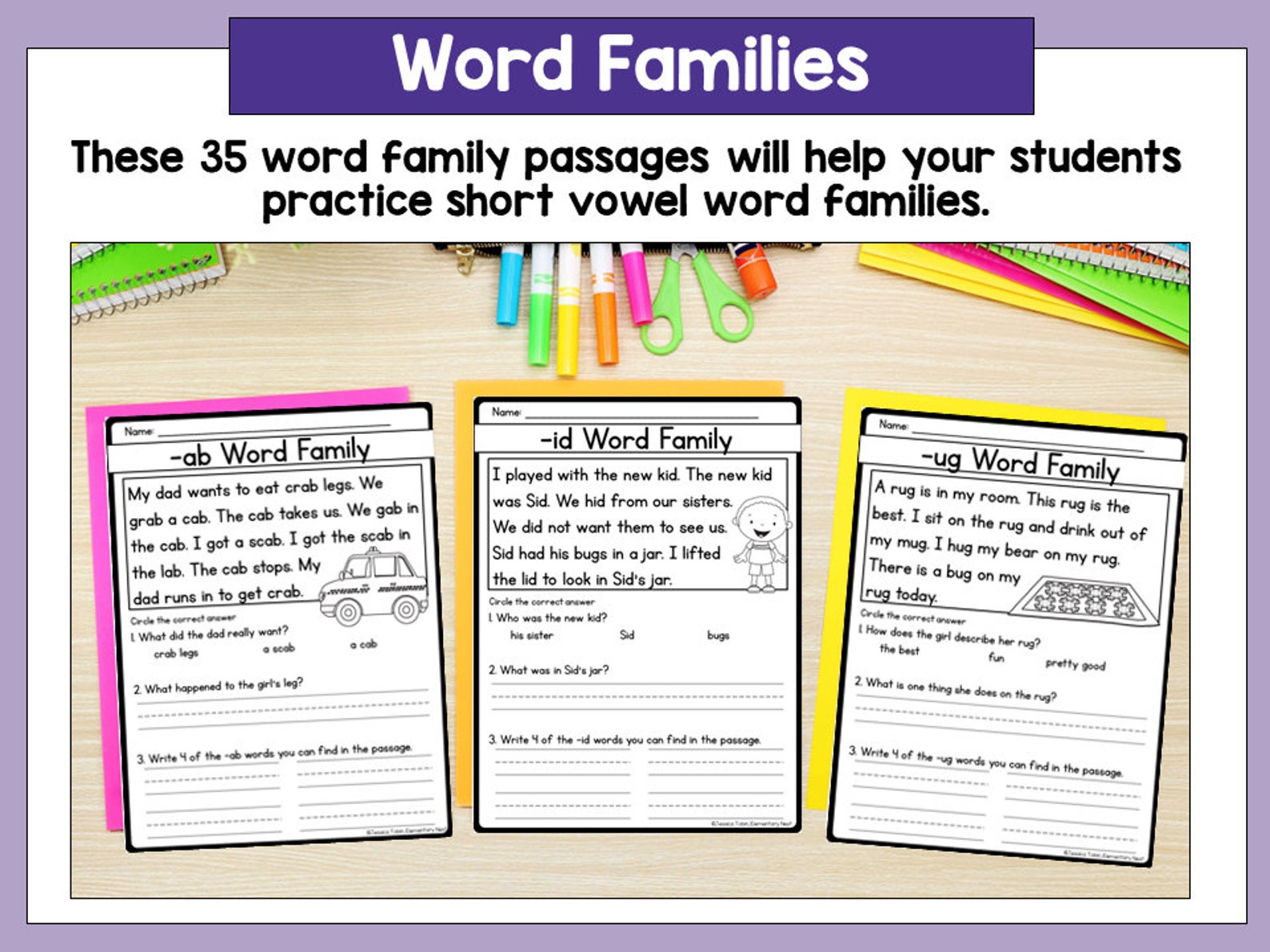 Decodable Readers Passages Science of Reading CVC Word Families Reading ...
