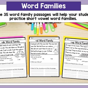 Decodable Readers Passages Science of Reading CVC Word Families Reading ...