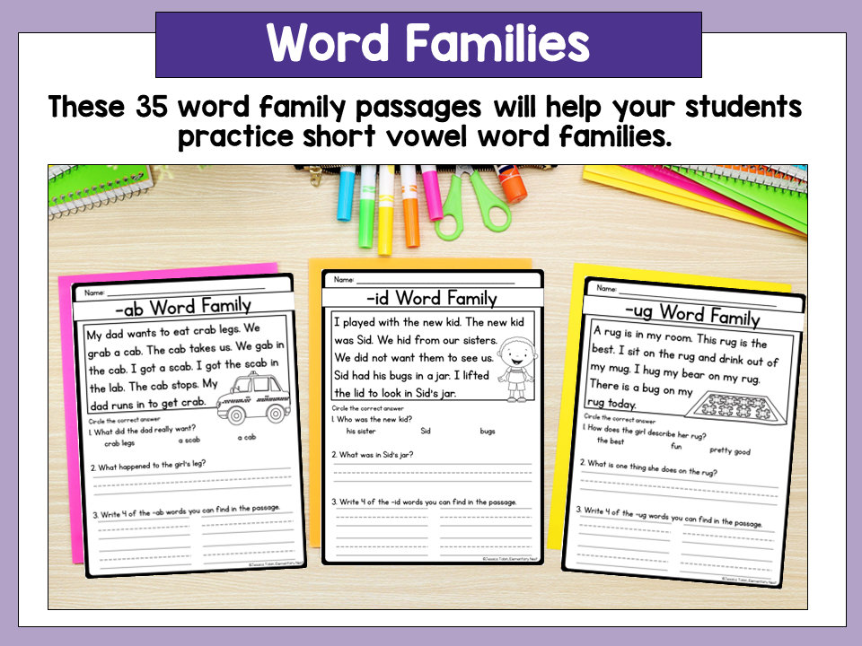 Decodable Readers Passages Science of Reading CVC Word Families Reading ...