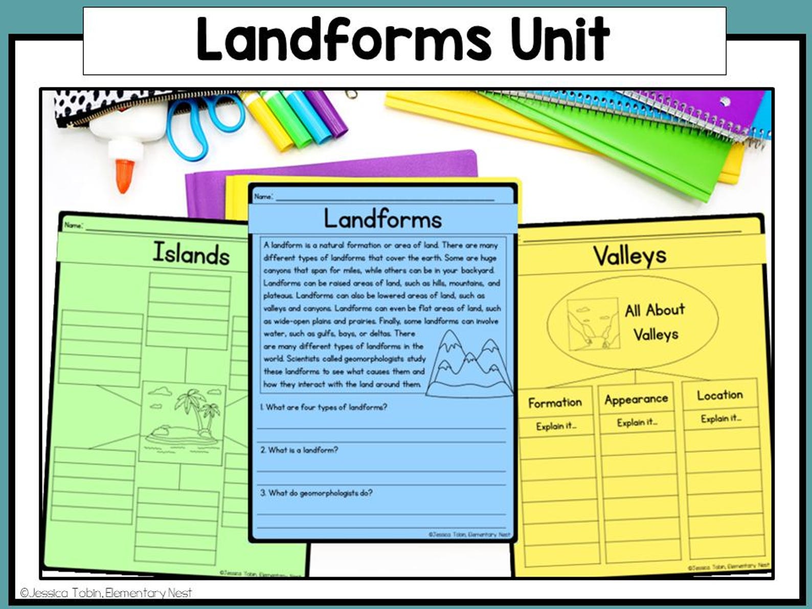 Landforms Worksheets: Social Studies and Science Reading Passages (PDF) - Etsy