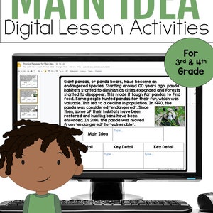 Digital Main Idea and Key Details Graphic Organizer 4th 3rd Grade Main ...