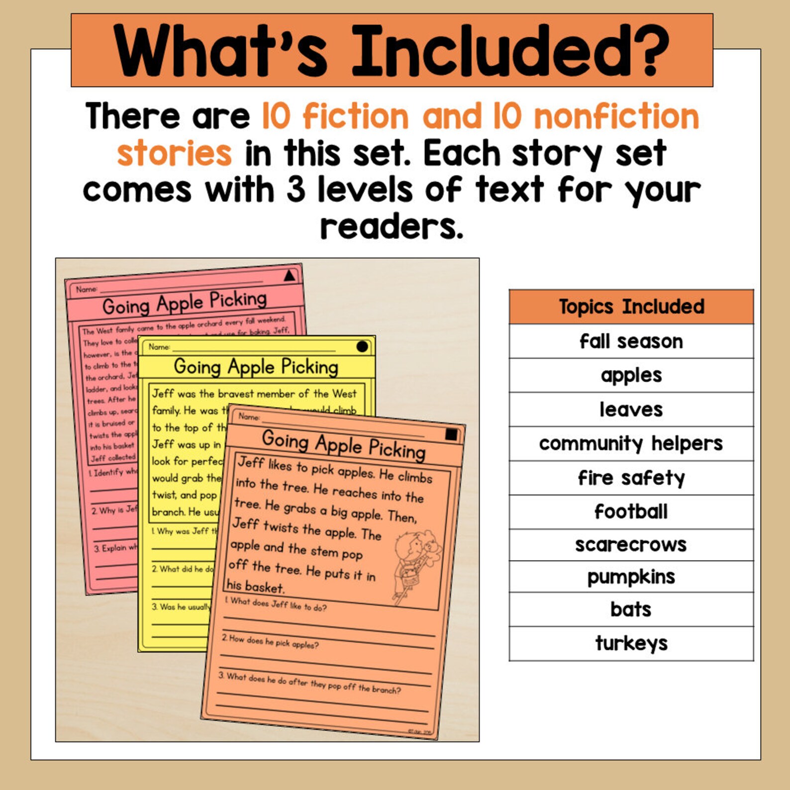 Fall Reading Comprehension - Differentiated Reading Passages Activities ...