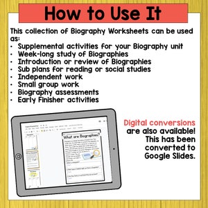 Biography Unit, Graphic Organizer, Reading Passages, Plus 16 ...