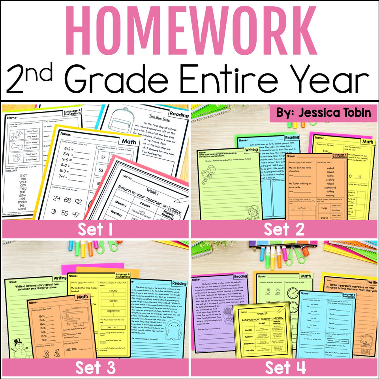 Homework, Homework Sheets With Homework Folder Labels, 2nd Grade ...