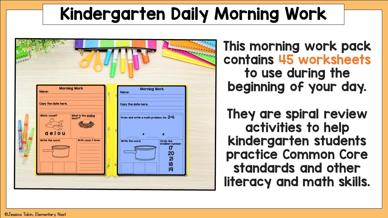 3rd Quarter Kindergarten Morning Work - Math, Grammar, and Reading ...