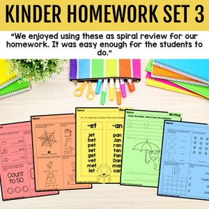 3rd Quarter Kindergarten Homework Packet With Folder Cover, ELA and ...