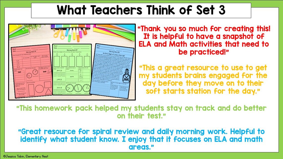 3rd Quarter 3rd Grade Homework With Folder Cover, ELA and Math Review ...