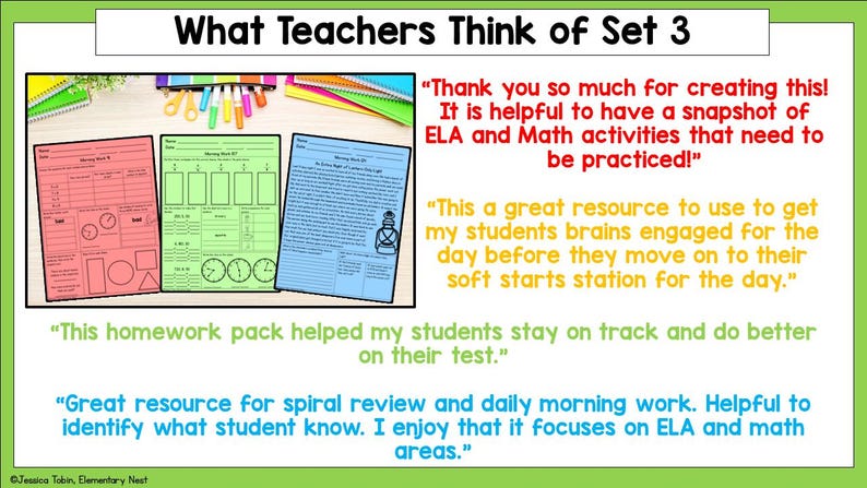 3rd Quarter 3rd Grade Homework With Folder Cover, ELA and Math Review ...