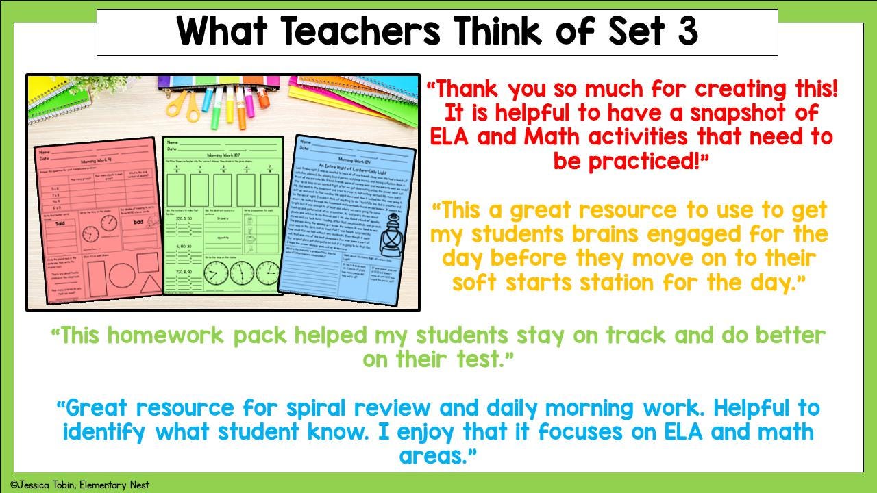 3rd Quarter 3rd Grade Homework With Folder Cover, ELA and Math Review ...