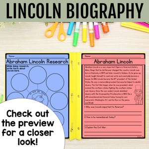 Abraham Lincoln Biography Graphic Organizers, Presidents Day Activities ...