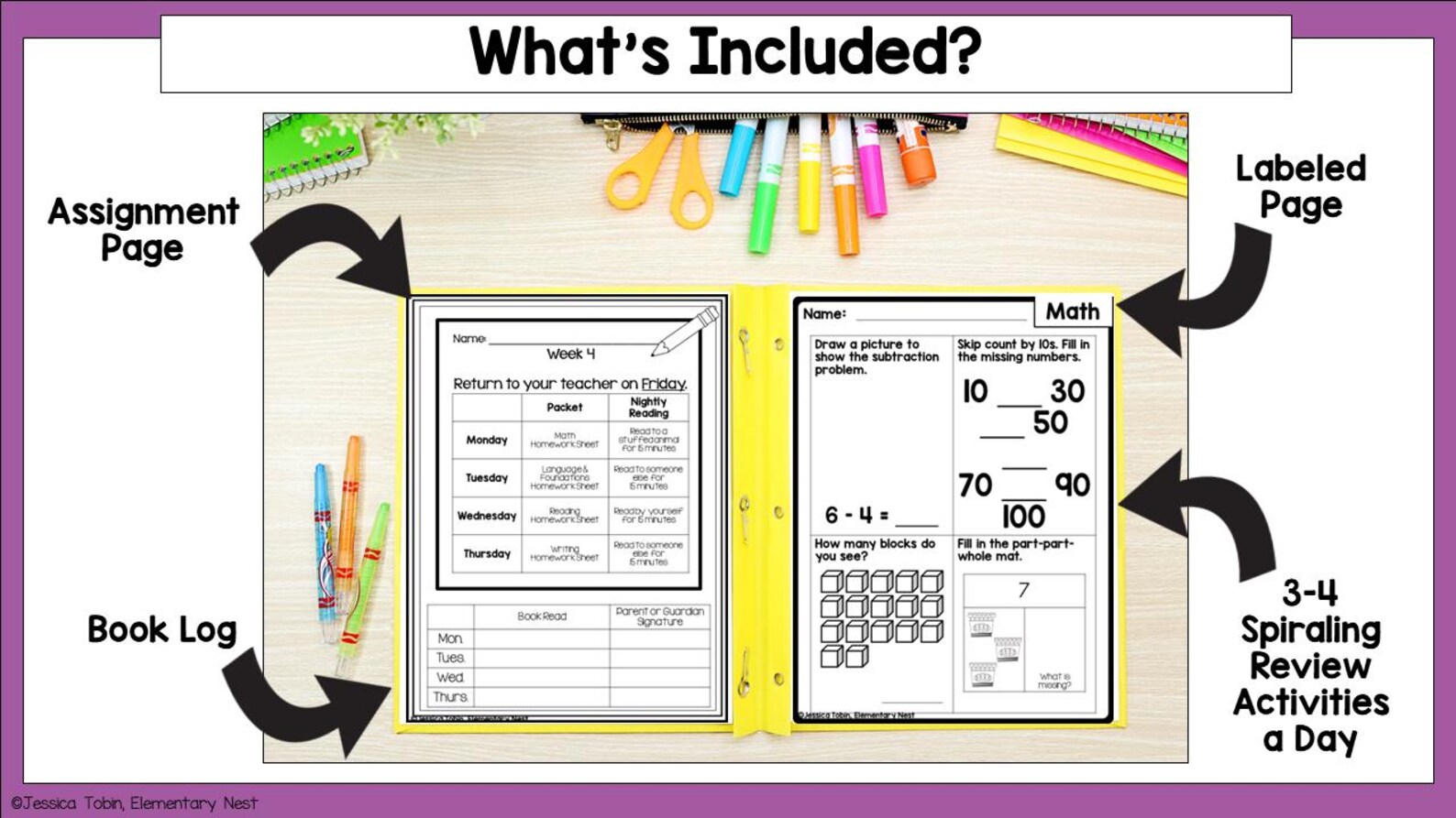 1st Quarter 1st Grade Homework With Folder Cover, ELA and Math Review ...