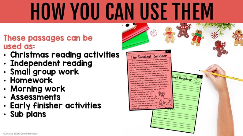 December Reading Comprehension, 4th 3rd Grade Christmas Reading ...