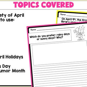 April Writing Prompts, Spring - Writing Papers, Digital Slides, or ...