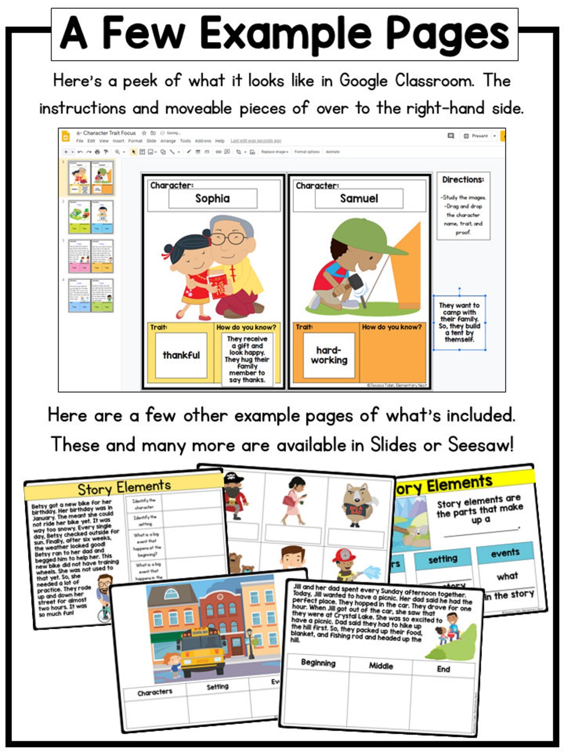Story Elements Graphic Organizers Digital Resources Characters and ...