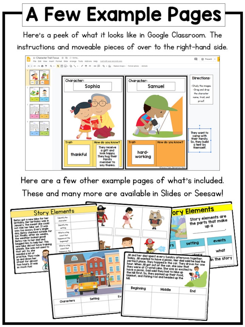 Story Elements Graphic Organizers Digital Resources Characters and ...