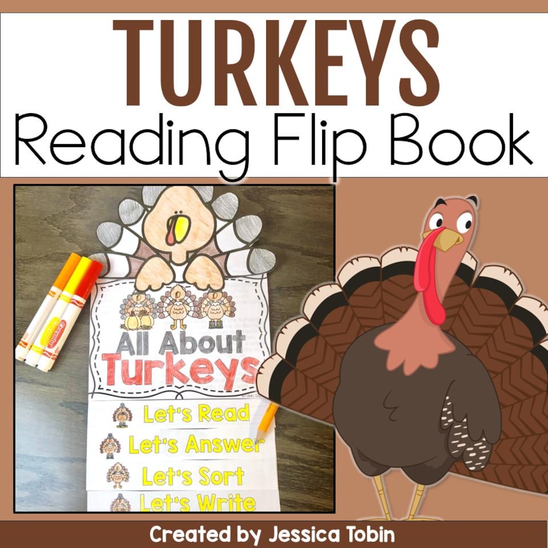 Turkey Craft Reading Writing Flip Book All About Turkeys Thanksgiving ...