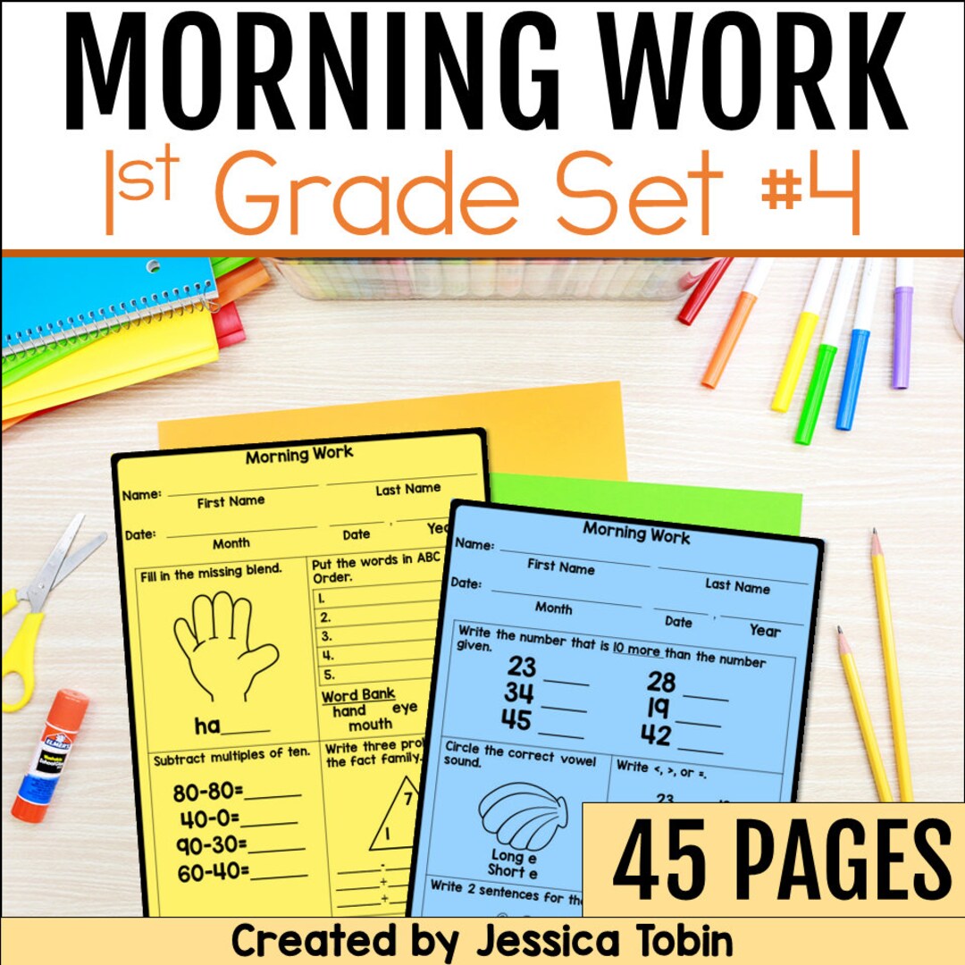 4th Quarter Morning Work 1st Grade - Math, Phonics, ELA Review ...