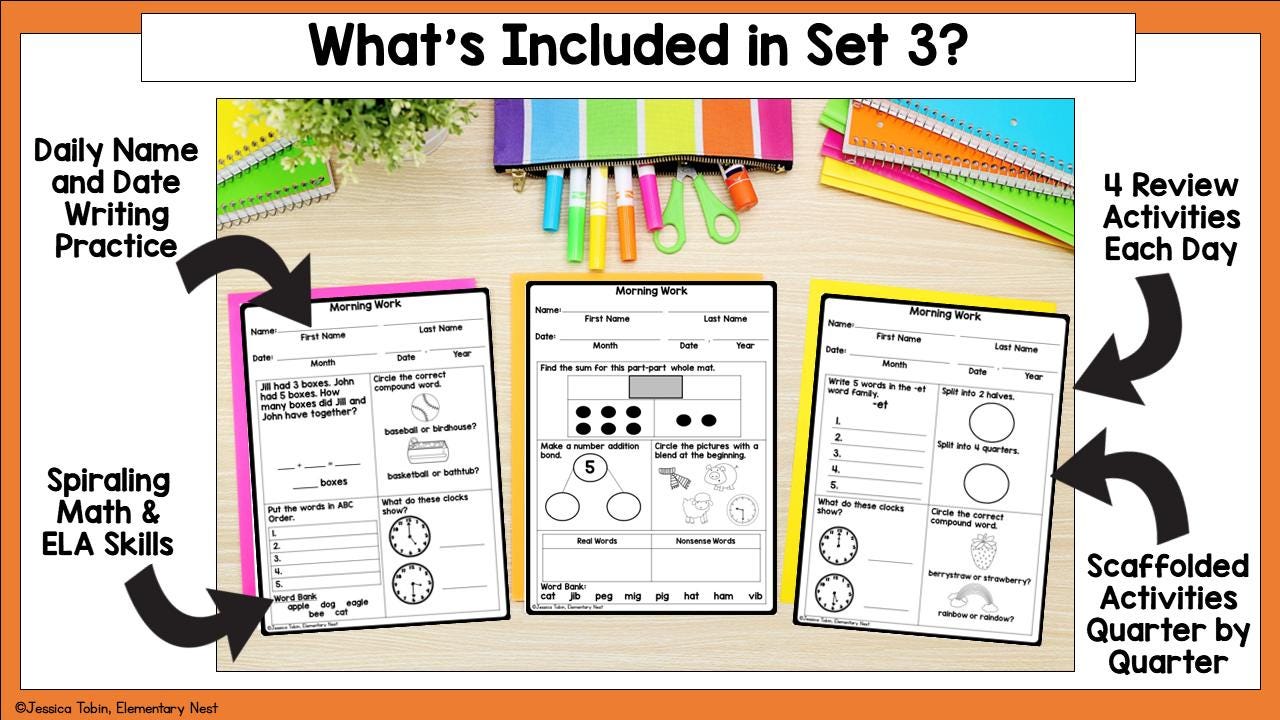 3rd Quarter First Grade Morning Work - February, March Morning Work ...