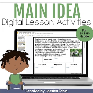 Digital Main Idea and Key Details Graphic Organizer 4th 3rd Grade Main ...