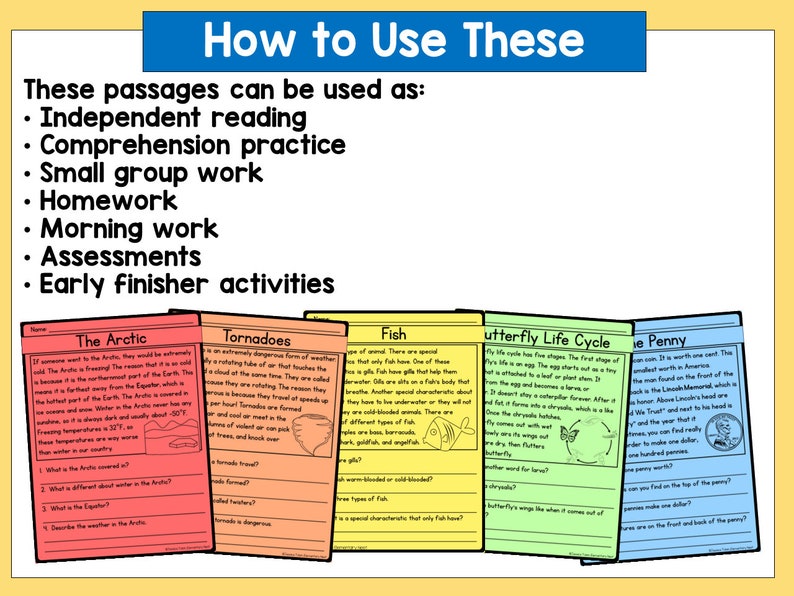 Nonfiction Reading Comprehension Passages: 1st-2nd Grade (PDF Download ...