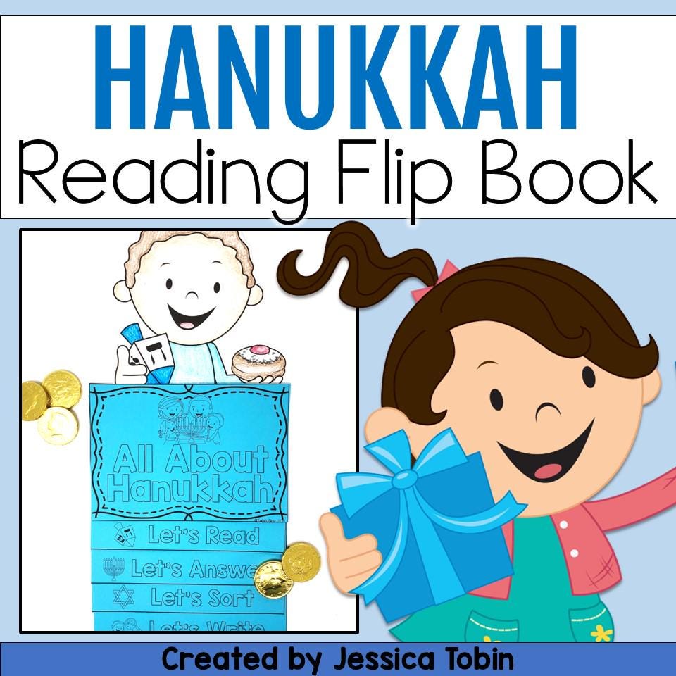 Hanukkah Reading Flip Book With Writing and Craft - Hanukkah Activities ...
