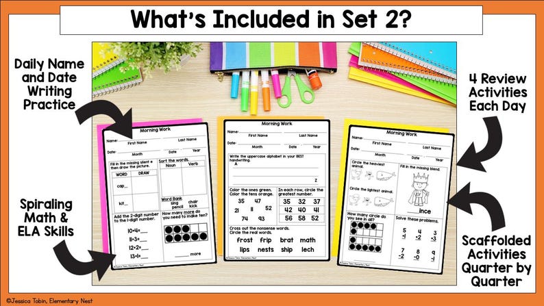 2nd Quarter First Grade Morning Work - Math, Grammar, and Reading ...
