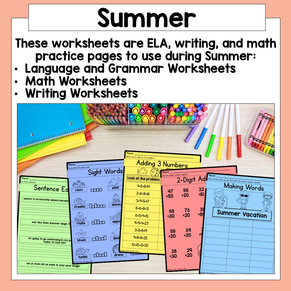 Summer Worksheets Math, Writing, Language - Summer Word Search ...