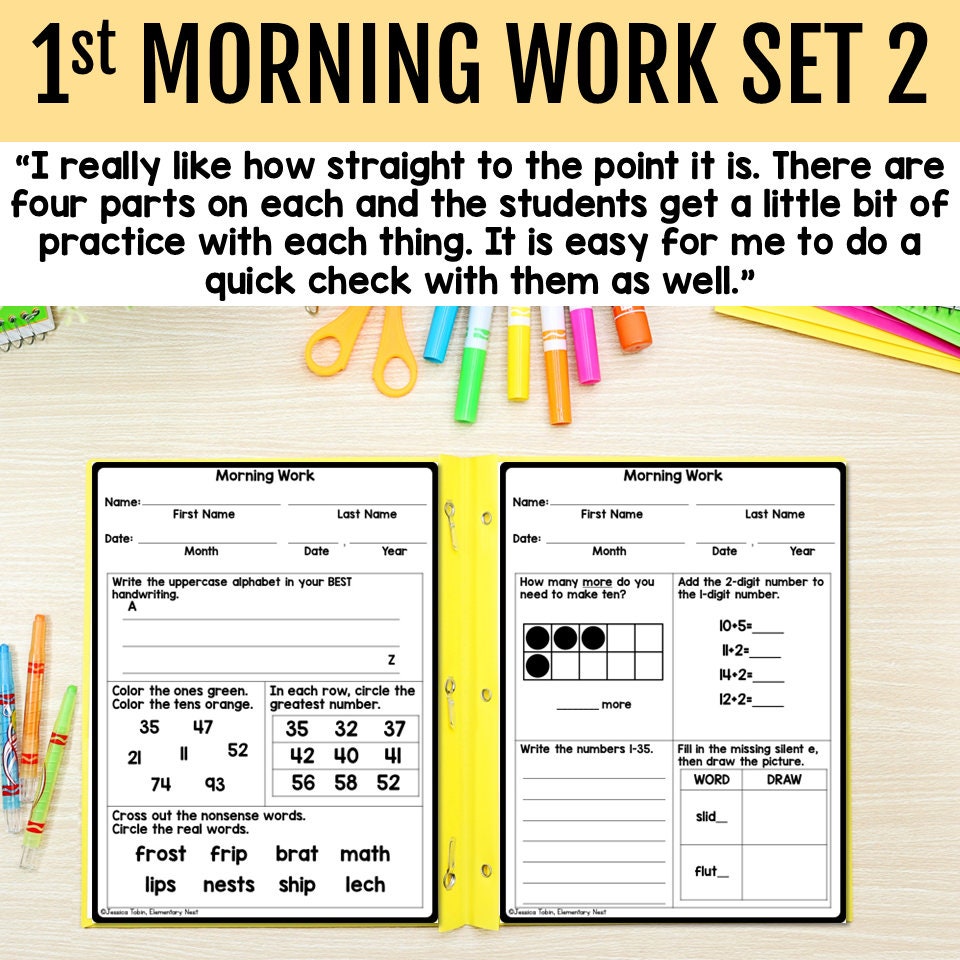 2nd Quarter First Grade Morning Work - Math, Grammar, and Reading ...