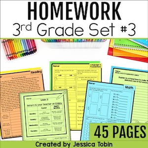 3rd Quarter 3rd Grade Homework With Folder Cover, ELA and Math Review ...