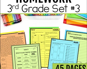 2nd Quarter 1st Grade Homework With Folder Cover, ELA and Math Review ...