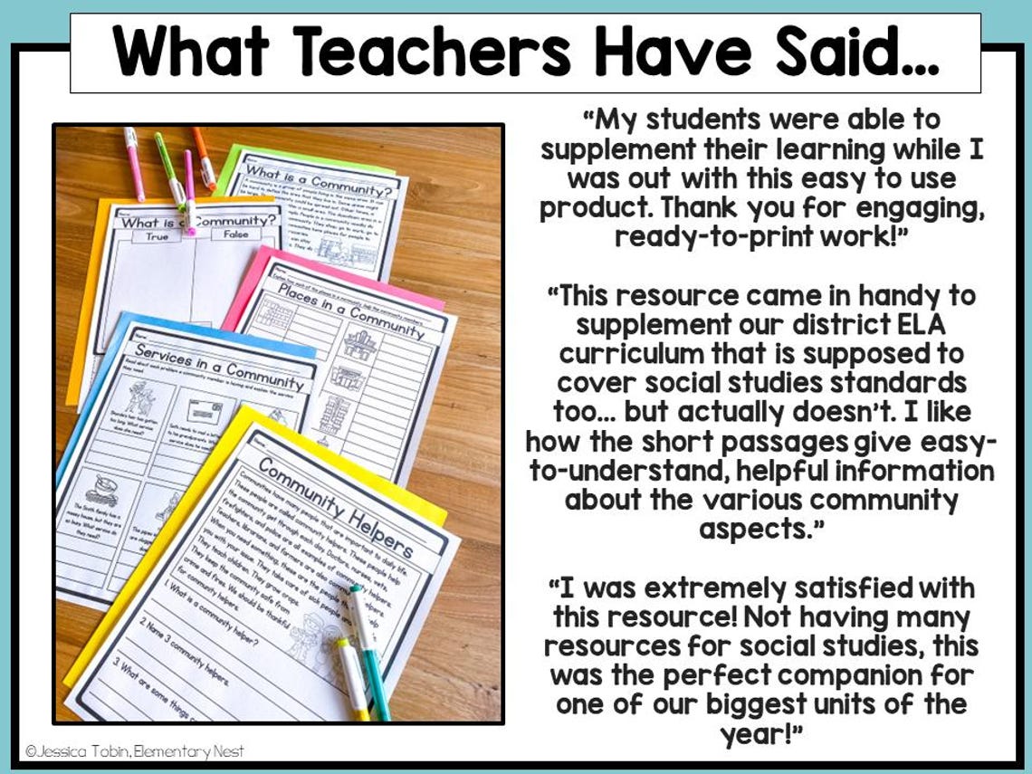 Communities Social Studies Unit: Reading Passages and Worksheets (PDF ...
