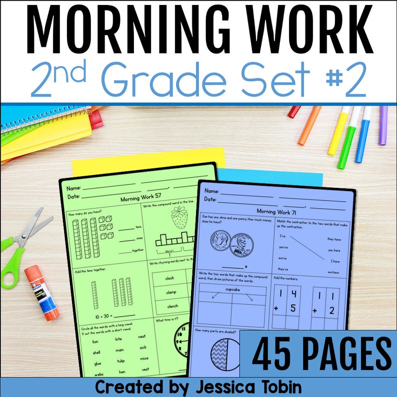 2nd Quarter Second Grade Morning Work - Math, Grammar, and Reading ...