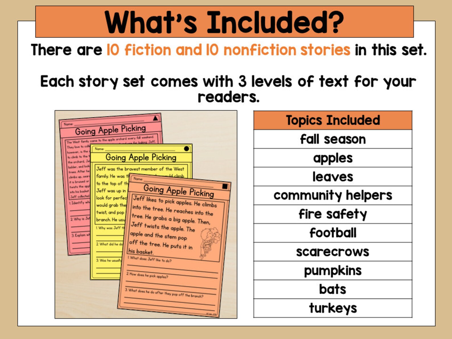 Fall Reading Comprehension Differentiated Reading Passages Activities ...