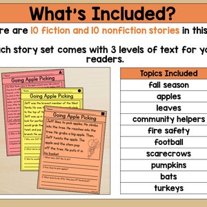 Fall Reading Comprehension - Differentiated Reading Passages Activities ...
