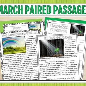Paired Passages March, Reading Passages With Spring, St. Patrick's Day ...
