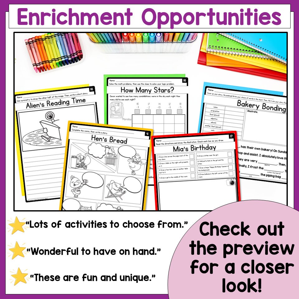 Fast Finisher Early Finishers Activities Creative Writing Math Review ...