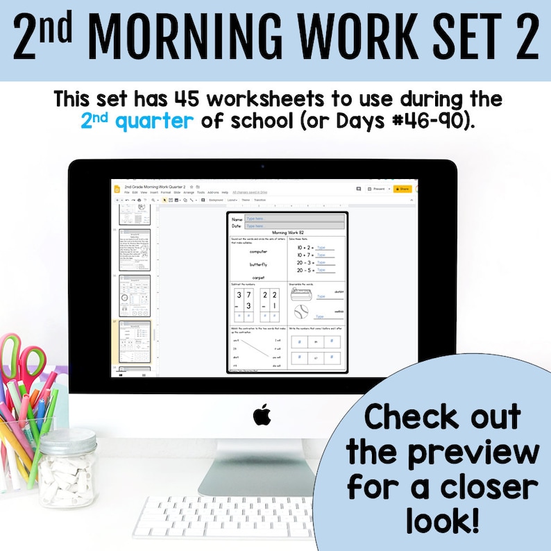 2nd Quarter Second Grade Morning Work - Math, Grammar, and Reading ...