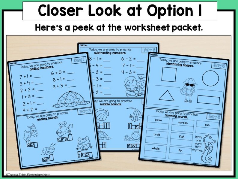Kindergarten Summer Packet Worksheets - Summer Review & Reading ...