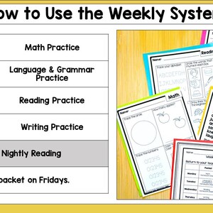 1st Quarter Kindergarten Weekly Homework Set 1 Phonics Math Reading W ...