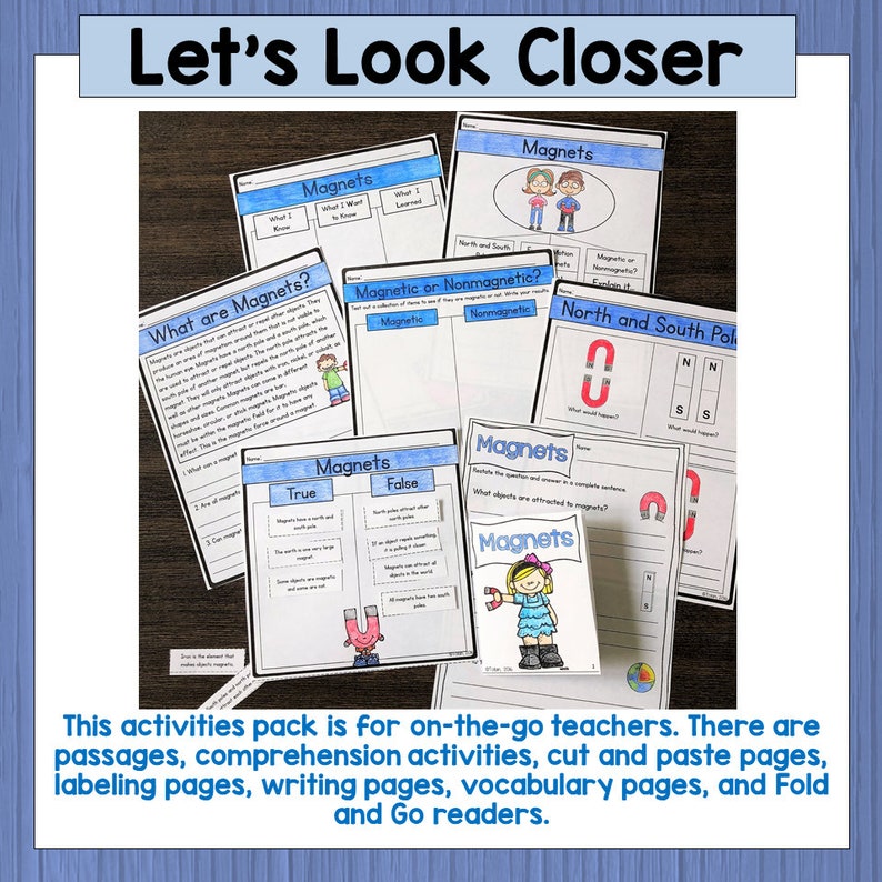 Magnets Unit and Magnetism Activities, Worksheets, and Reading Passages ...
