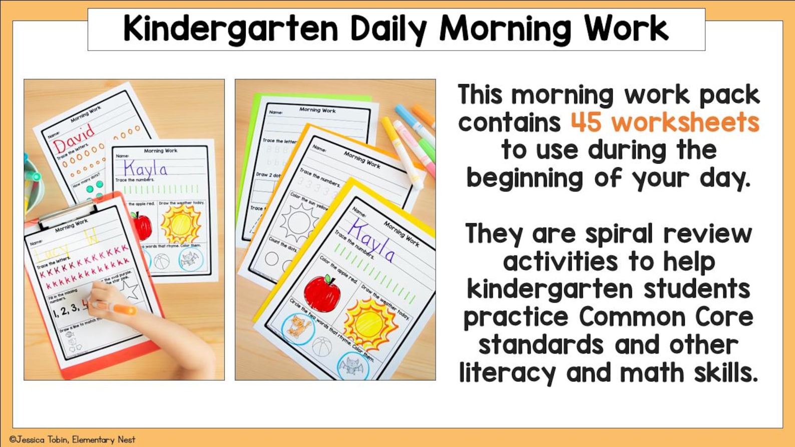1st Quarter Kindergarten Morning Work Packet, Kinder Morning Work Set 1 ...