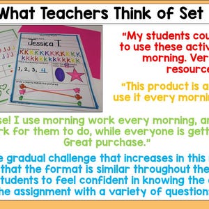 1st Quarter Kindergarten Morning Work Packet, Kinder Morning Work Set 1 ...