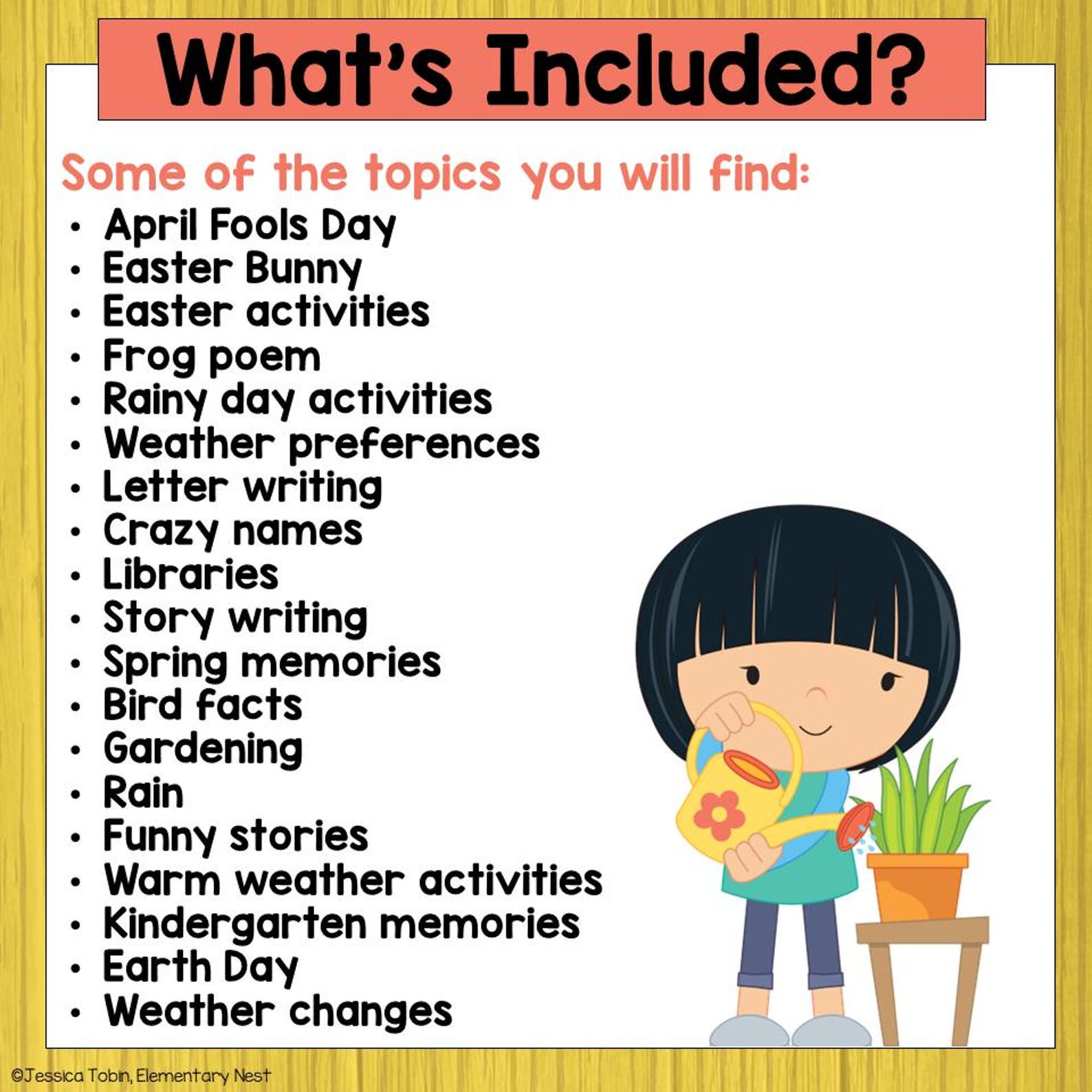 April Writing Prompts, Spring - Writing Papers, Digital Slides, or ...