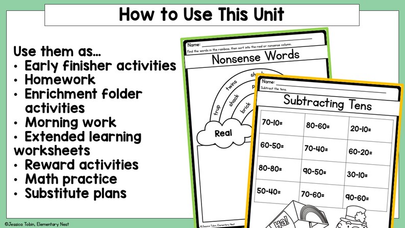 March Math, Writing, Language Worksheets - St. Patrick's Day Word ...