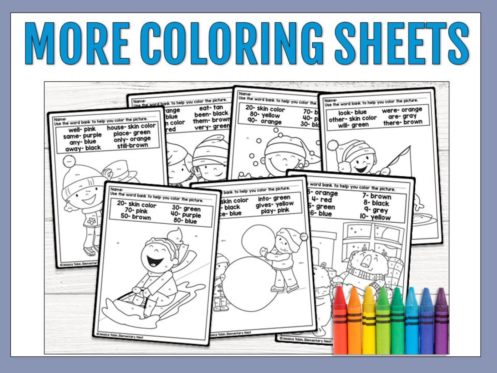 Winter Activities - Color by Number and Sight Word- Winter Coloring ...