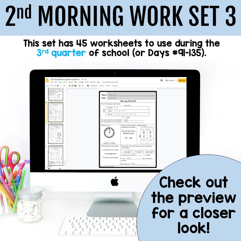 3rd Quarter 2nd Grade Morning Work - Math, Grammar, ELA Spiral Review ...