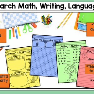 March Math, Writing, Language Worksheets - St. Patrick's Day Word ...