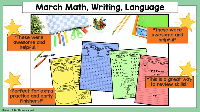 March Math, Writing, Language Worksheets - St. Patrick's Day Word ...